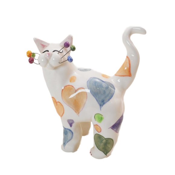 Accents | Cat Figurine By Amy Lacombe 201 Colorful Hearts Vintage ...